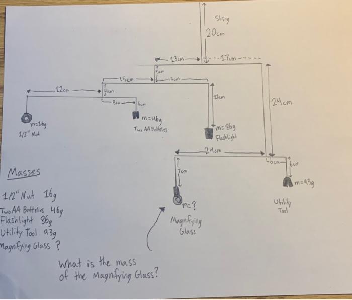 Solved Calculate the mass of object on balance mobile. What | Chegg.com