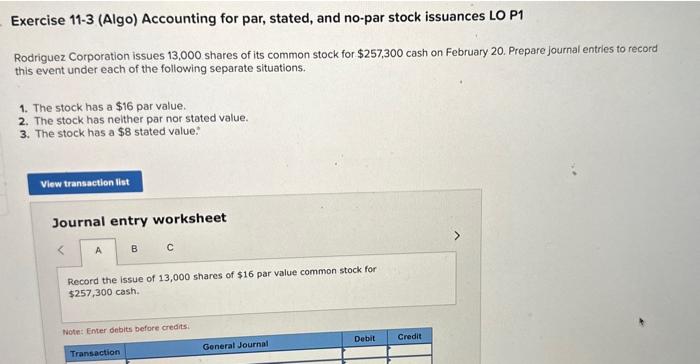 Solved Exercise 11-1 (Algo) Characteristics of corporations | Chegg.com