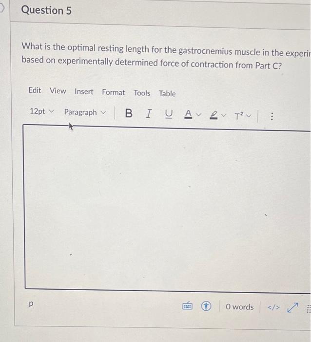 Question 5 What is the optimal resting length for the | Chegg.com