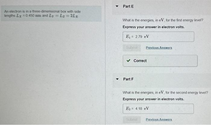 Solved An electron is in a three-dimensional box with side | Chegg.com
