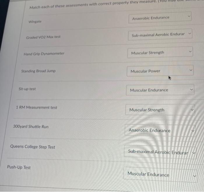 Solved Match cach of these assessments with correct property | Chegg.com