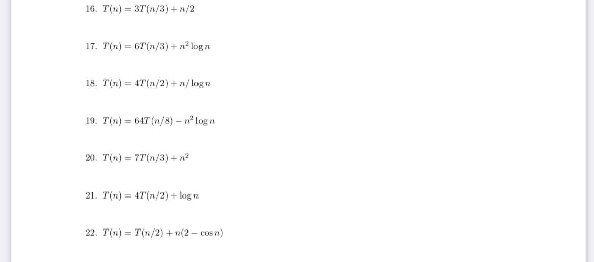For each of the following recurrences, give an | Chegg.com