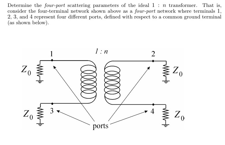 Solved Determine the four-port scattering parameters of the | Chegg.com