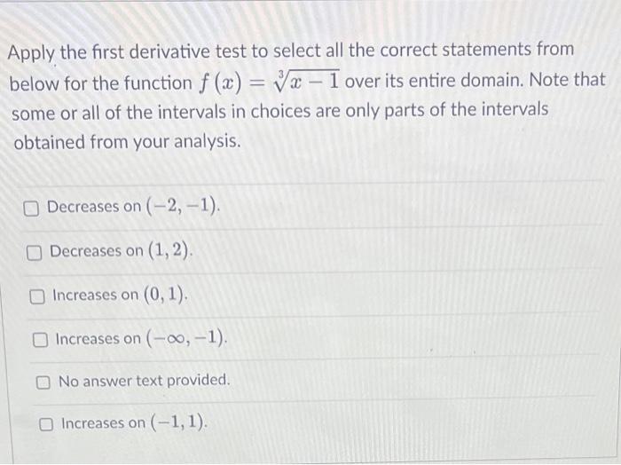 Solved Apply The First Derivative Test To Select All The