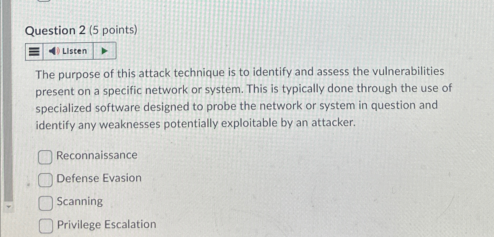 Solved Question 2 (5 ﻿points)LlstenThe purpose of this | Chegg.com