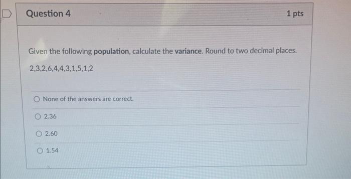 Solved Given the following data set, calculate the standard | Chegg.com