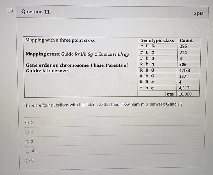 Solved D Question 23 5 pts Mapping with a three point cross | Chegg.com