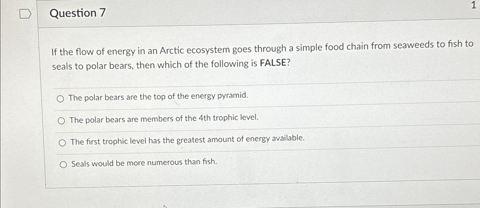 Solved Question 7If the flow of energy in an Arctic | Chegg.com