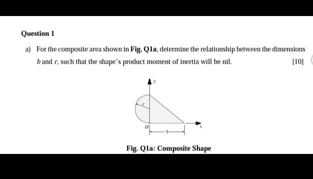 Solved a) For the composite area shown in Fig. Q1a, | Chegg.com