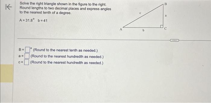 Solved Solve the right triangle shown in the figure to the | Chegg.com