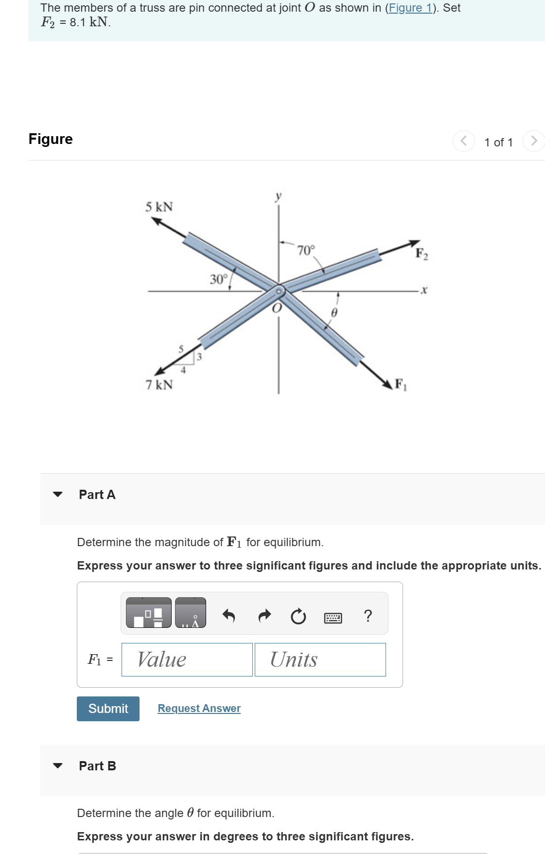 F2 8 1kn Figurepart Adetermine The Magnitude Of F1