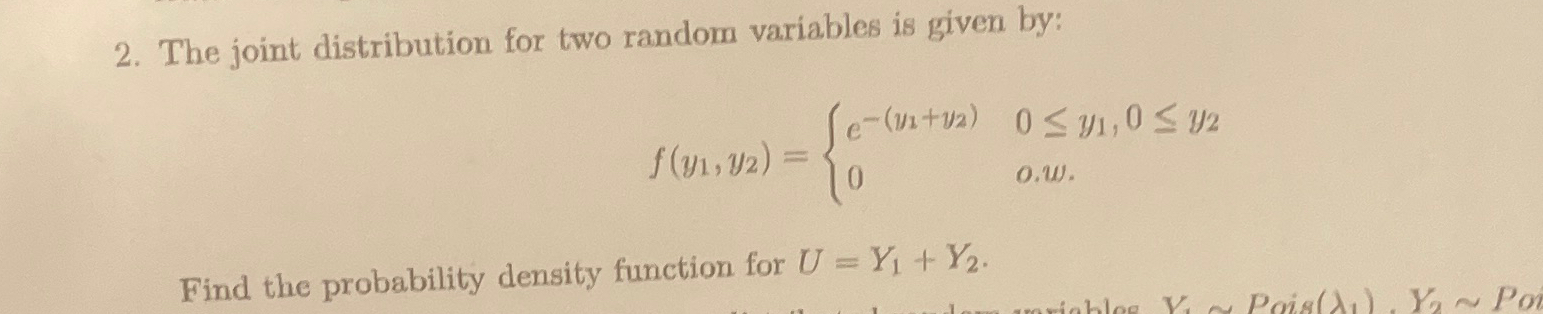 Solved The joint distribution for two random variables is | Chegg.com