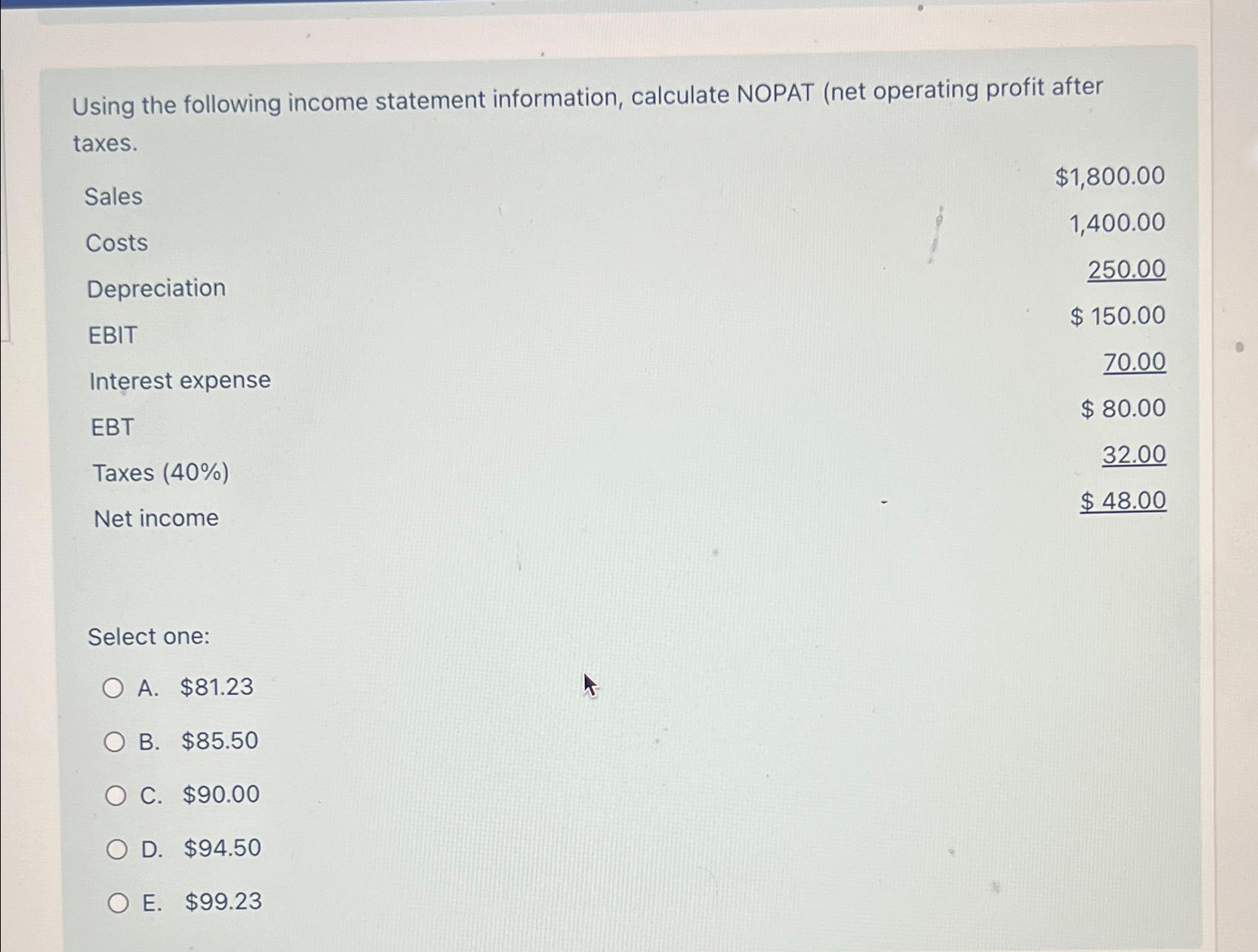 Solved Using the following income statement information, | Chegg.com