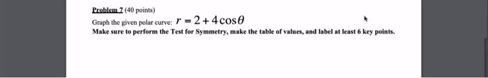 Solved Rroblem 7 (40 points) Graph the given polar curve: | Chegg.com