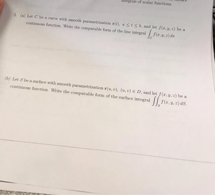 Solved 2. (a) Let C be a curve with smooth parametrization | Chegg.com