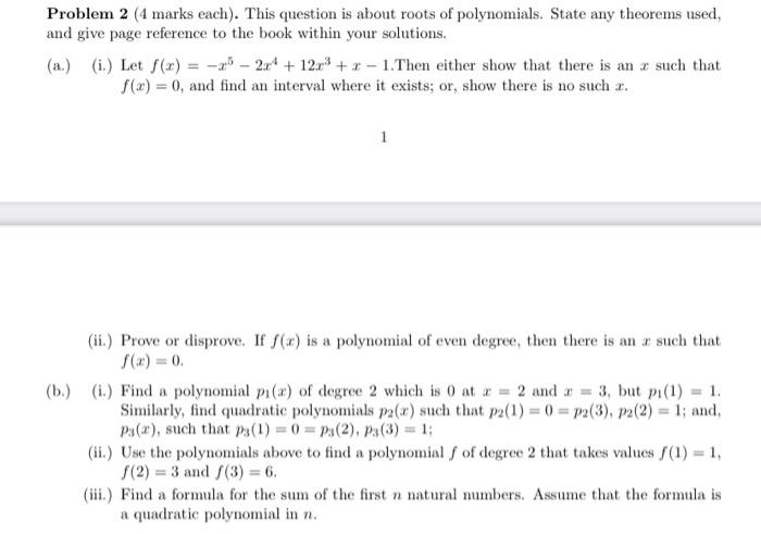 Solved Problem 2 (4 marks each). This question is about | Chegg.com