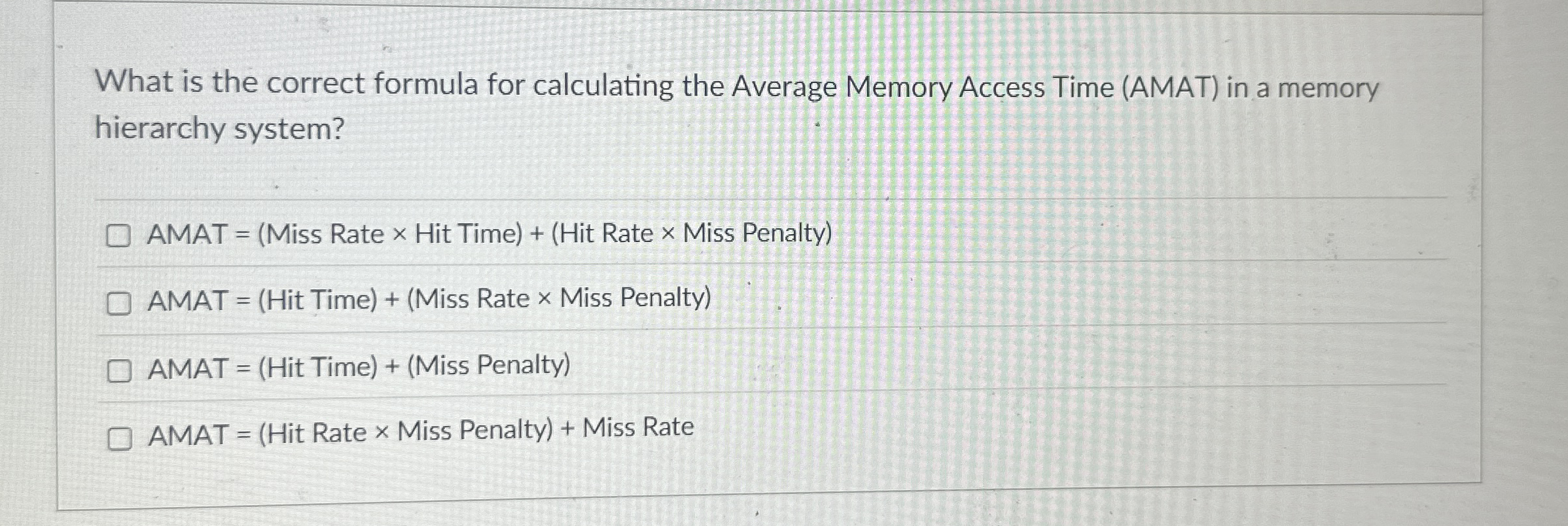 Solved What is the correct formula for calculating the | Chegg.com