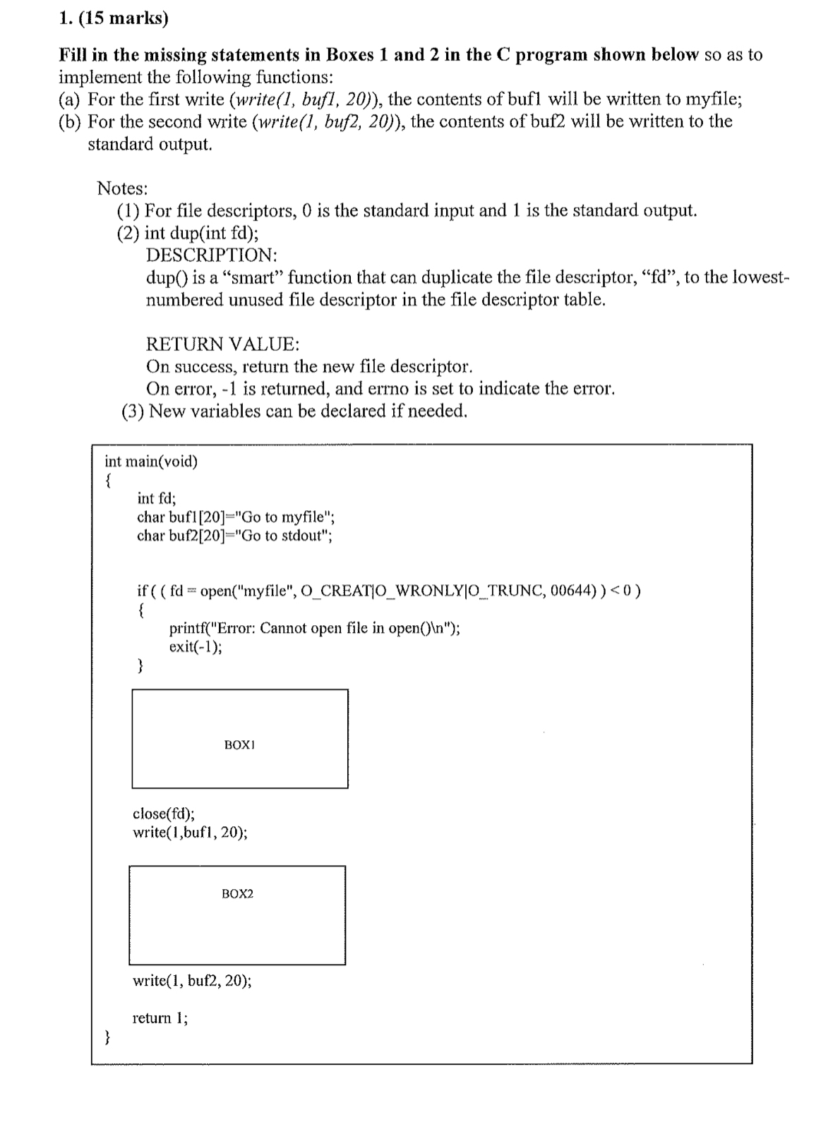 Solved (15 ﻿marks)Fill in the missing statements in Boxes 1 | Chegg.com