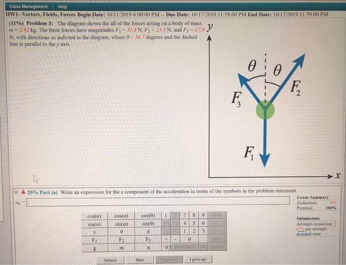 Solved Class Management | Help HW1-Vectors, Fields, Forces | Chegg.com