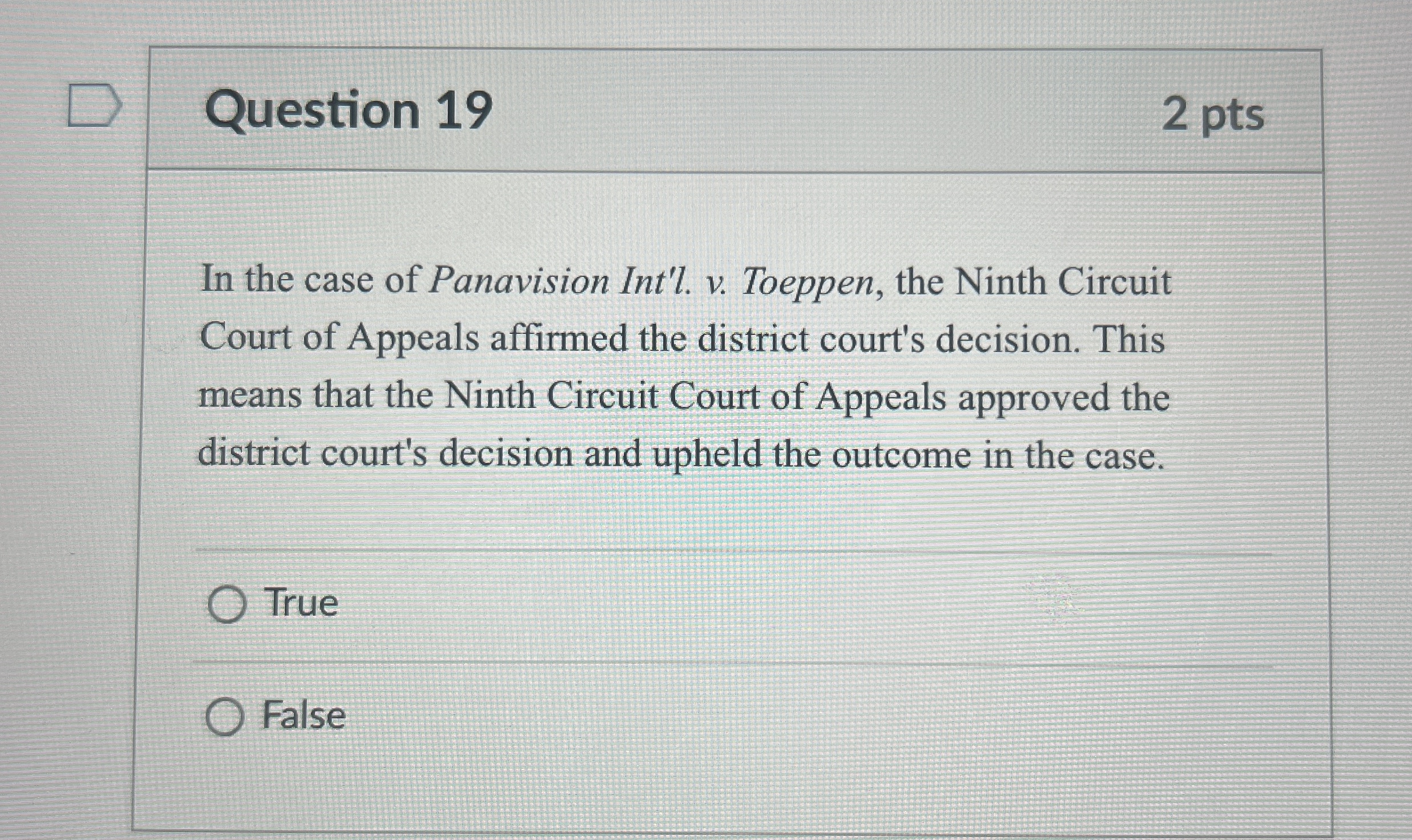 Solved Question 192 ﻿ptsIn the case of Panavision Int'l. v. | Chegg.com