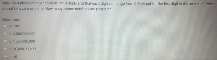 Solved Suppose a phone number consists of 10 digits and that | Chegg.com