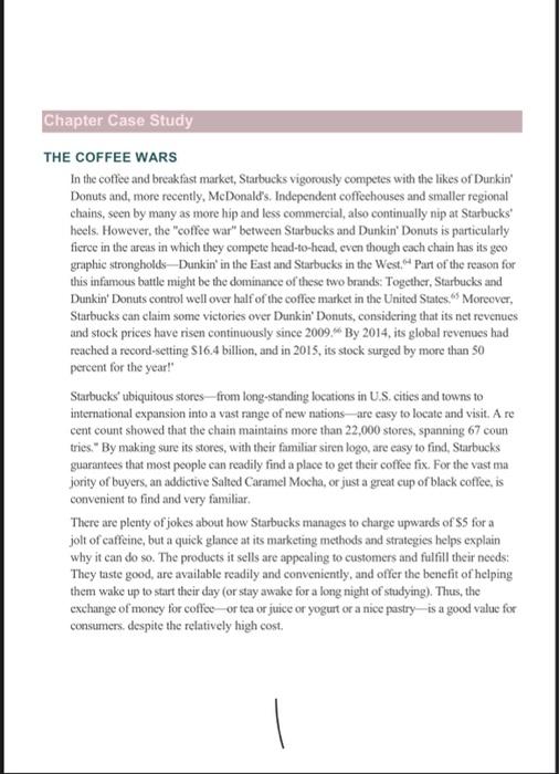 Solved Chapter Case Study THE COFFEE WARS In the coffee and | Chegg.com