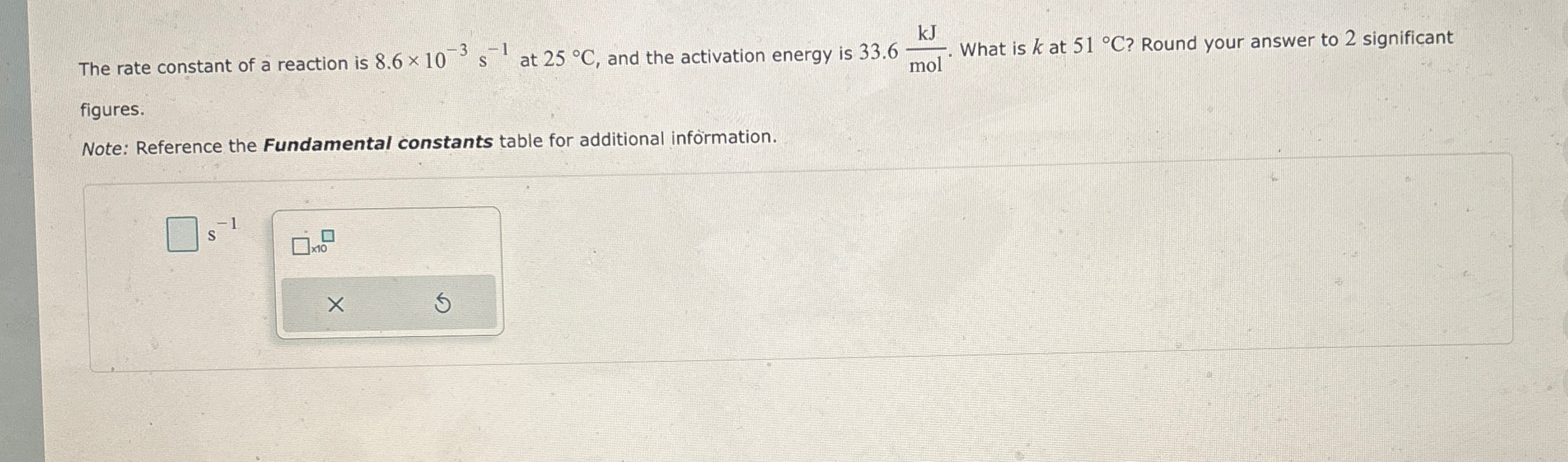 Solved The rate constant of a reaction is 8.6×10-3s-1 ﻿at | Chegg.com
