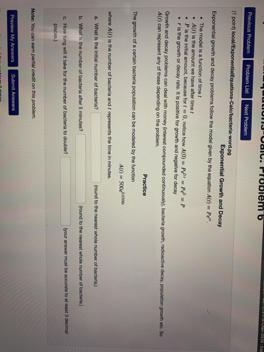 Solved ExponentialEquations-Calc: Problem 5 Previous Problem | Chegg.com Solved ExponentialEquations-Calc: Problem 5 Previous Problem | Chegg.com