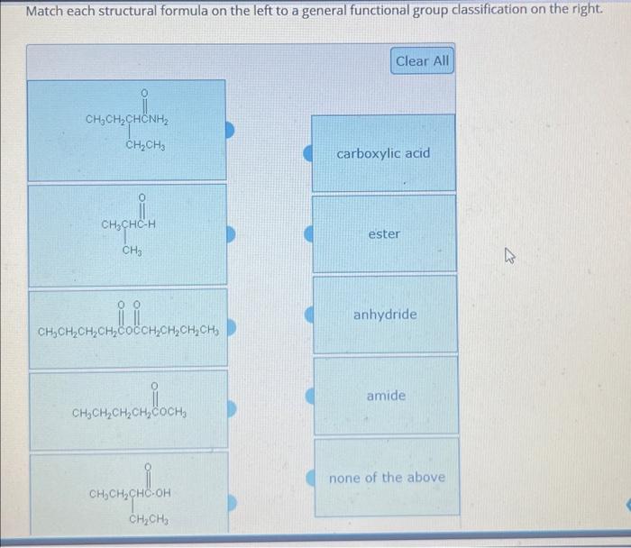 Solved Match each structural formula on the left to a | Chegg.com