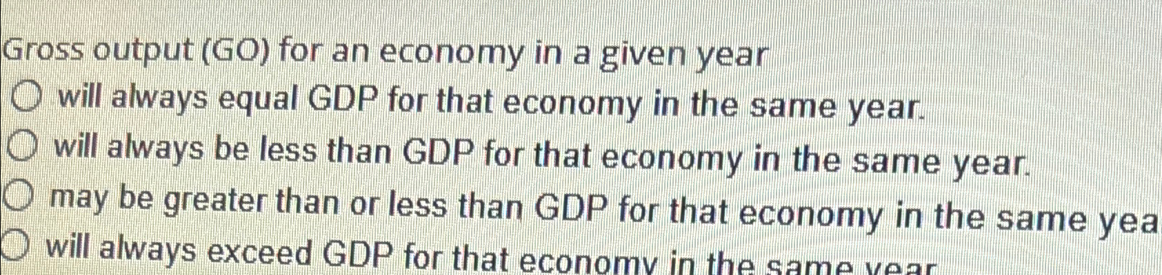 Solved Gross output (GO) ﻿for an economy in a given year | Chegg.com