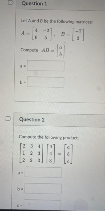 Solved Let A and B be the following matrices: | Chegg.com