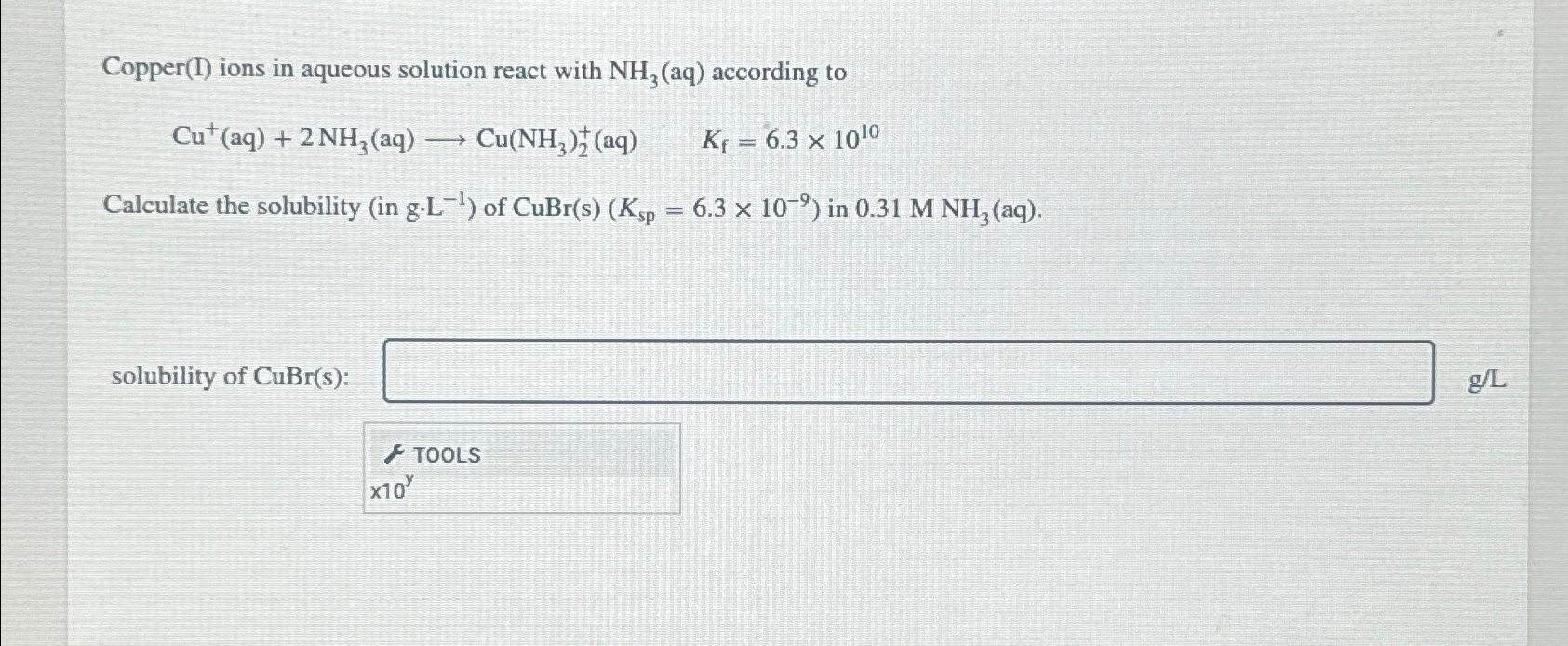 Solved Copper(I) ﻿ions in aqueous solution react with | Chegg.com