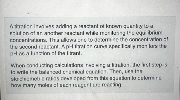 Solved A titration involves adding a reactant of known | Chegg.com