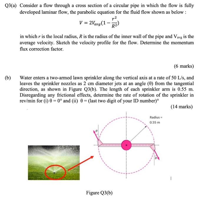 Solved Q3(a) Consider a flow through a cross section of a | Chegg.com