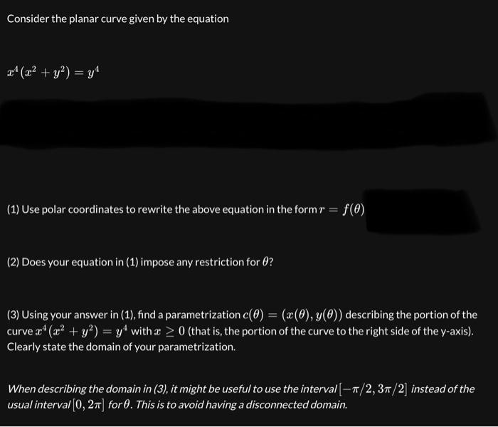Solved Consider the planar curve given by the equation | Chegg.com