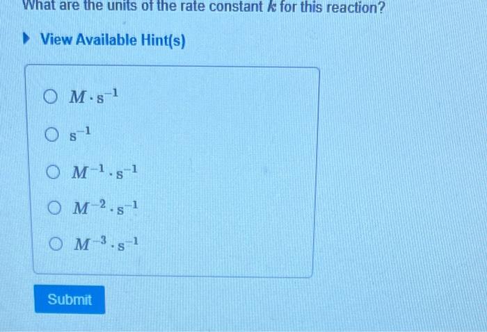 Solved To understand reaction order and rate constants. For | Chegg.com