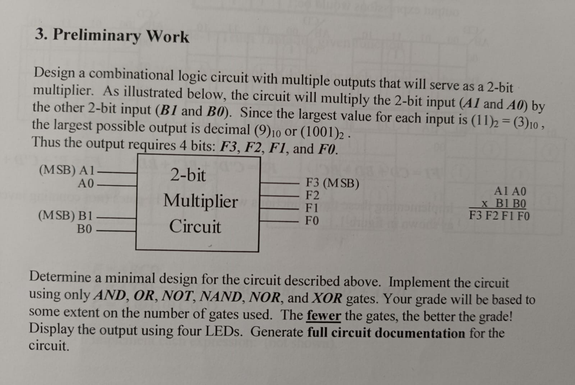 Solved Preliminary WorkDesign a combinational logic circuit | Chegg.com