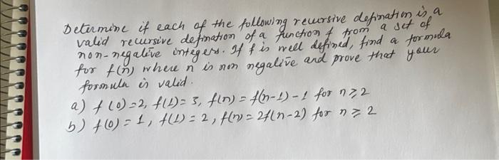 Solved Determine if each of the following recursive | Chegg.com Solved Determine if each of the following recursive | Chegg.com
