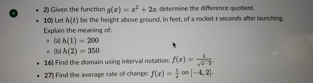 Solved 2) Given the function g(x) = x2 + 2x, determine the | Chegg.com