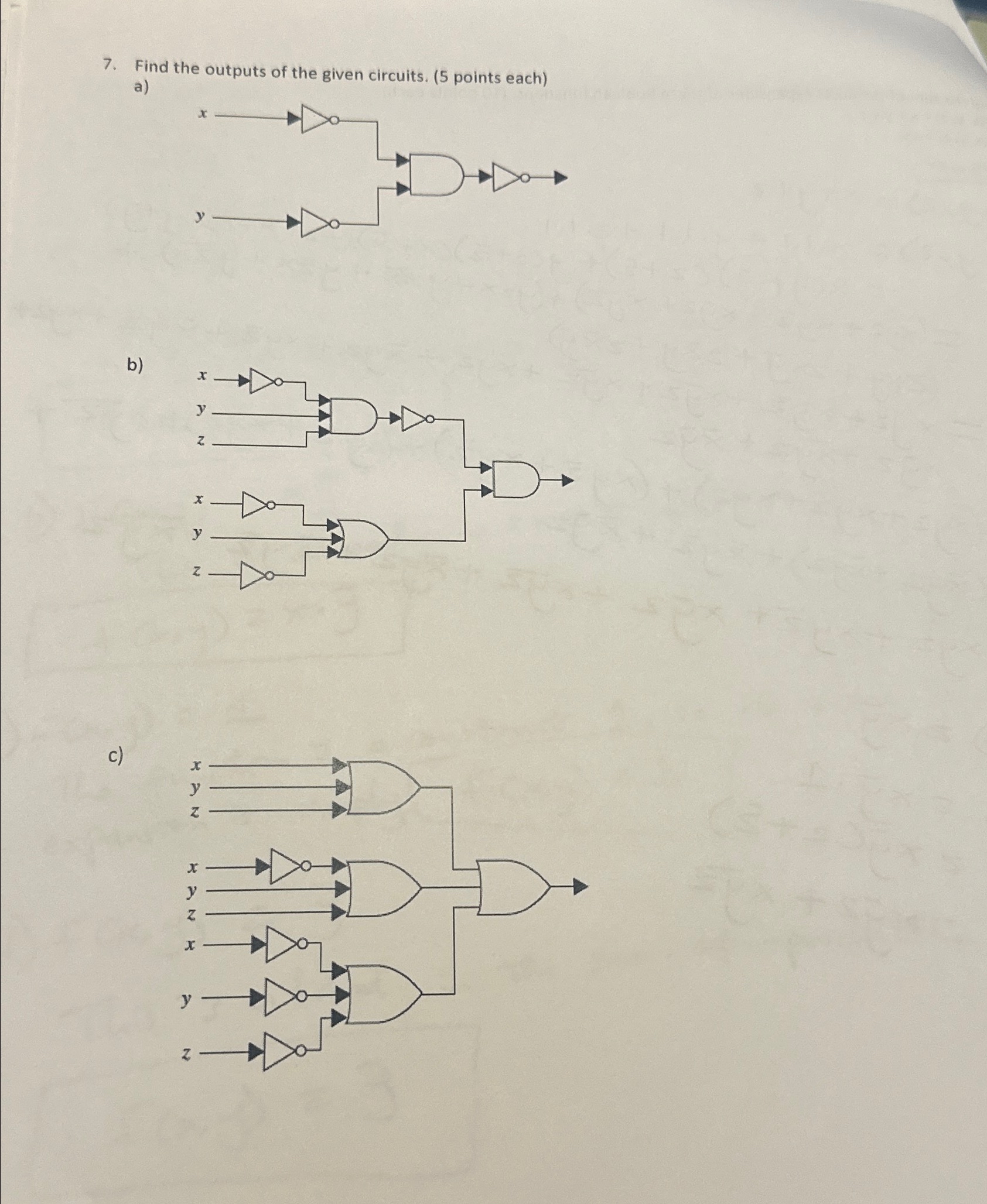 Solved Find the outputs of the given circuits. (5 ﻿points | Chegg.com