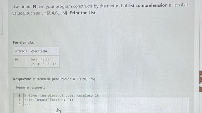 Solved User input N and your program constructs by the | Chegg.com