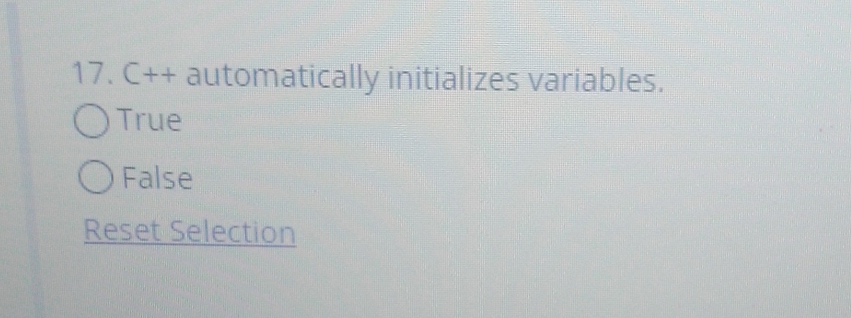 Solved C++ automatically initializes variables.TrueFalse | Chegg.com Solved C++ automatically initializes variables.TrueFalse | Chegg.com