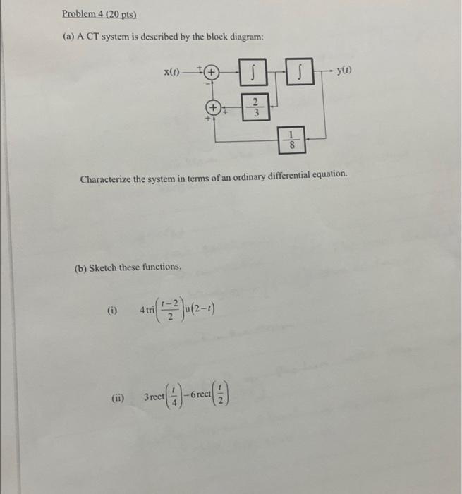 Solved (a) A CT system is described by the block diagram: | Chegg.com