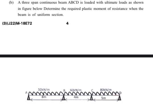 Solved (b) A three span continuous beam ABCD is loaded with | Chegg.com