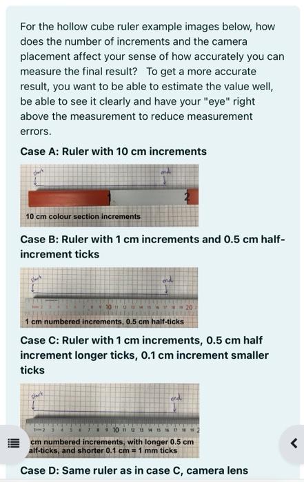 Solved For the hollow cube ruler example images below, how | Chegg.com
