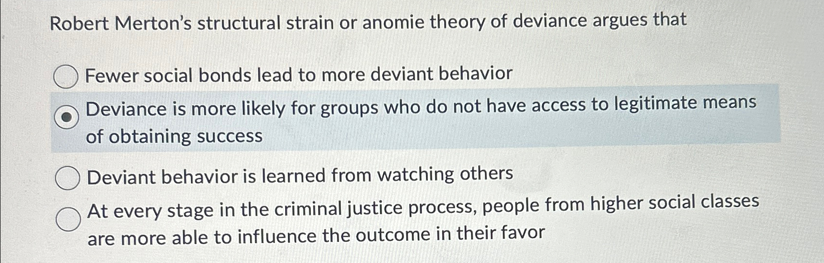 Solved Robert Merton's structural strain or anomie theory of | Chegg.com