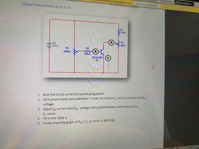 Solved RESULTS OF NI ELVIS Table 2. IB= 10μA Ig= 30MA IB= | Chegg.com