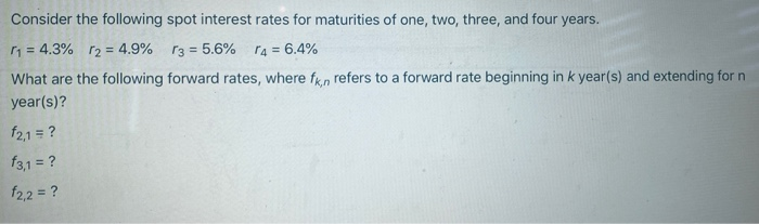 Solved Consider the following spot interest rates for | Chegg.com