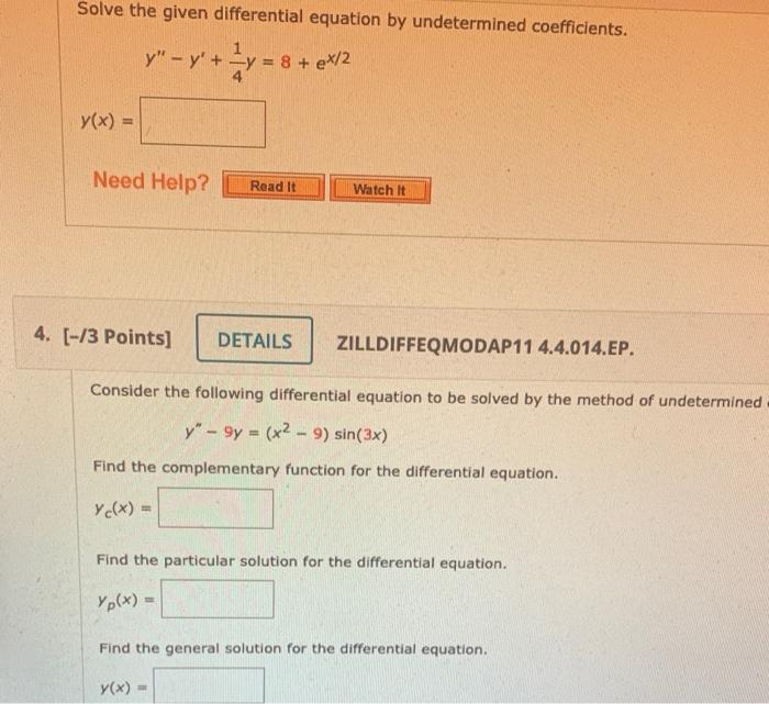 Solved Solve the given differential equation by undetermined | Chegg.com