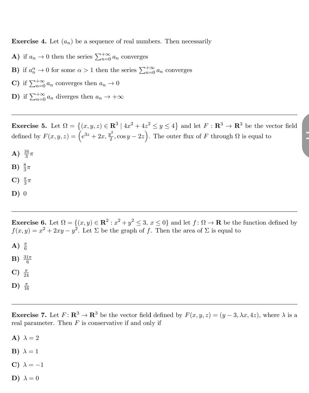 Solved Exercise 4. ﻿Let (an) ﻿be a sequence of real numbers. | Chegg.com